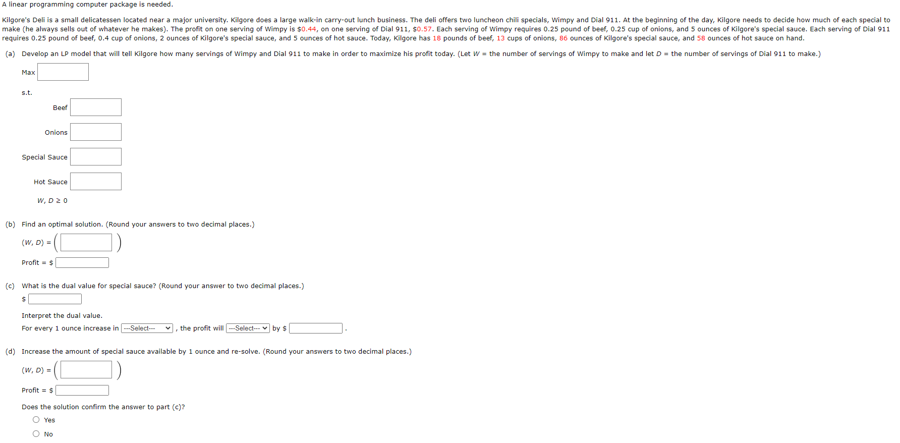 Solved A linear programming computer package is needed. | Chegg.com