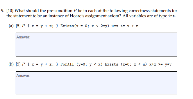 Solved What should the pre-condition P be in each of the | Chegg.com