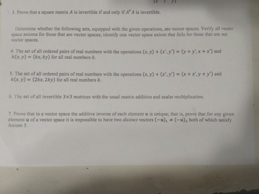 Solved 3. Prove that a square matrix A is invertible if and | Chegg.com