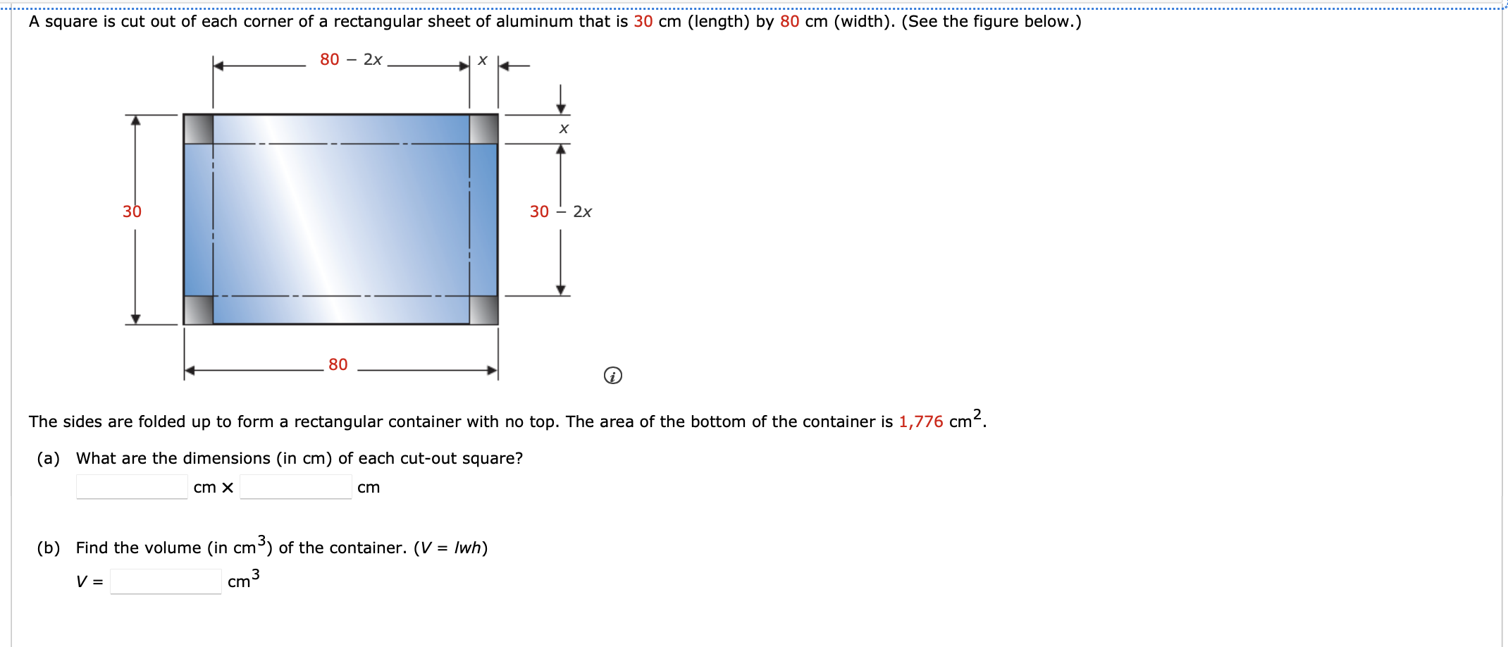 Solved The sides are folded up to form a rectangular | Chegg.com