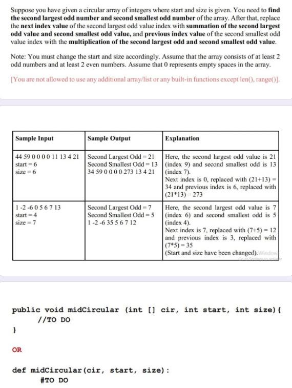Solved Suppose you have given a circular array of integers | Chegg.com