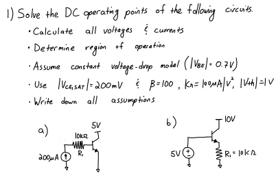 Solved 1) Solve the DC operating points of the following | Chegg.com