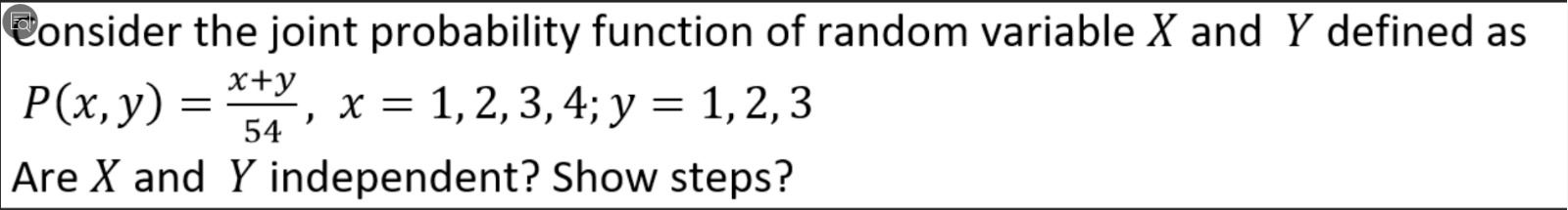 Solved Consider the joint probability function of random | Chegg.com