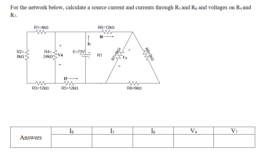 Solved For the network below, calculate a source current and | Chegg.com