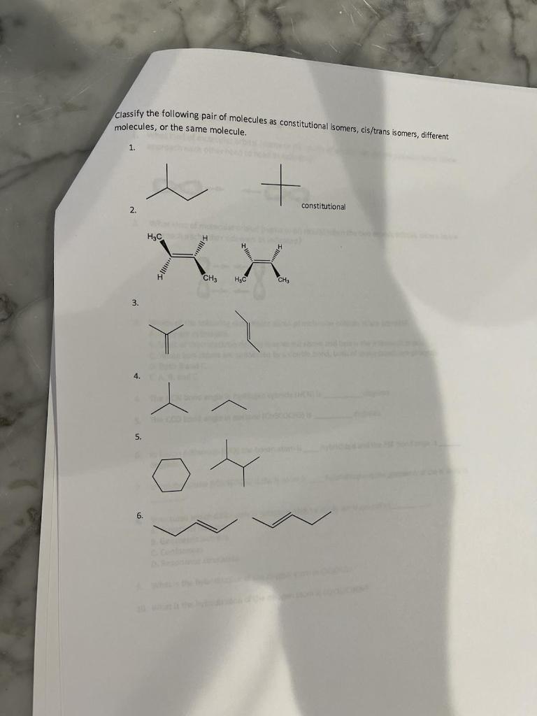 Solved Classify the following pair of molecules as | Chegg.com