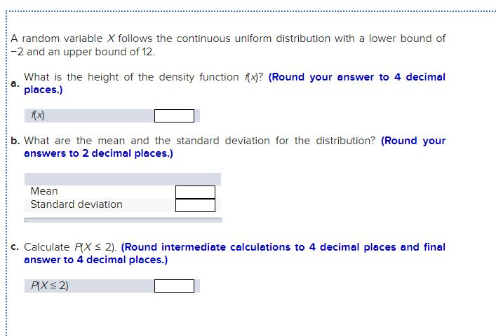 Solved A random variable X follows the continuous uniform | Chegg.com
