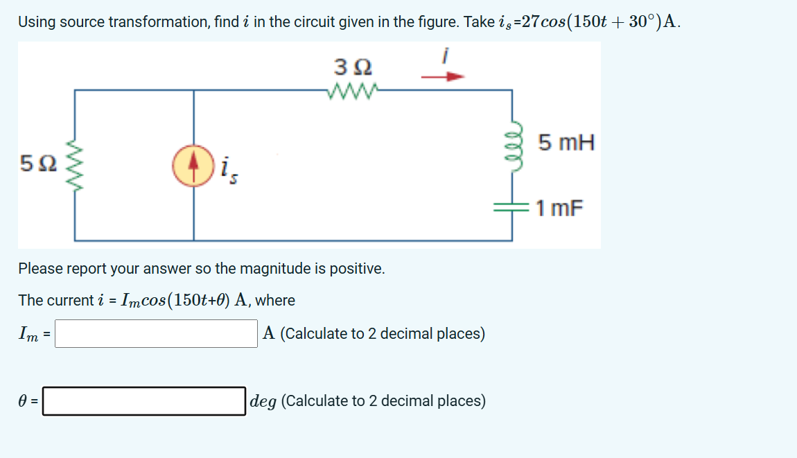 Solved Using source transformation, find i in ﻿the circuit | Chegg.com