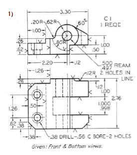 Solved Given : Front and Bottom Views Asked: a) Right View | Chegg.com
