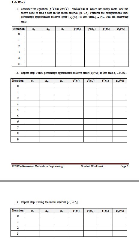 Solved Lab Experiment 1 Root Finding Using Bisection 5485