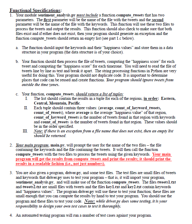 CS1026: Assignment 3 - Sentiment Analysis Due: | Chegg.com