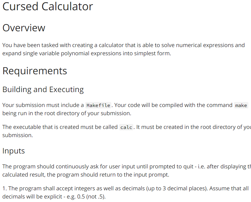 Cursed Calculator Overview You have been tasked with | Chegg.com