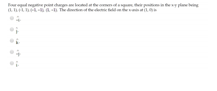 Solved Four equal negative point charges are located at the | Chegg.com