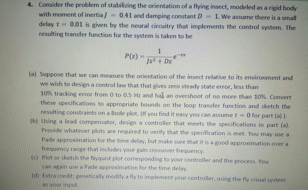 Consider the problem of stabilizing the orientation | Chegg.com