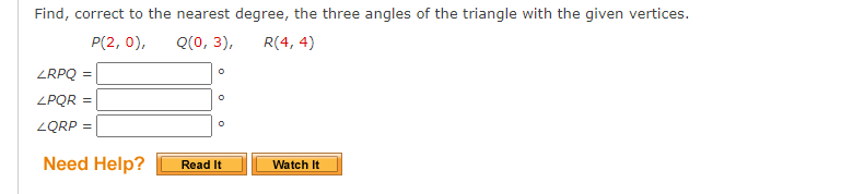 Solved Find, correct to the nearest degree, the three angles | Chegg.com