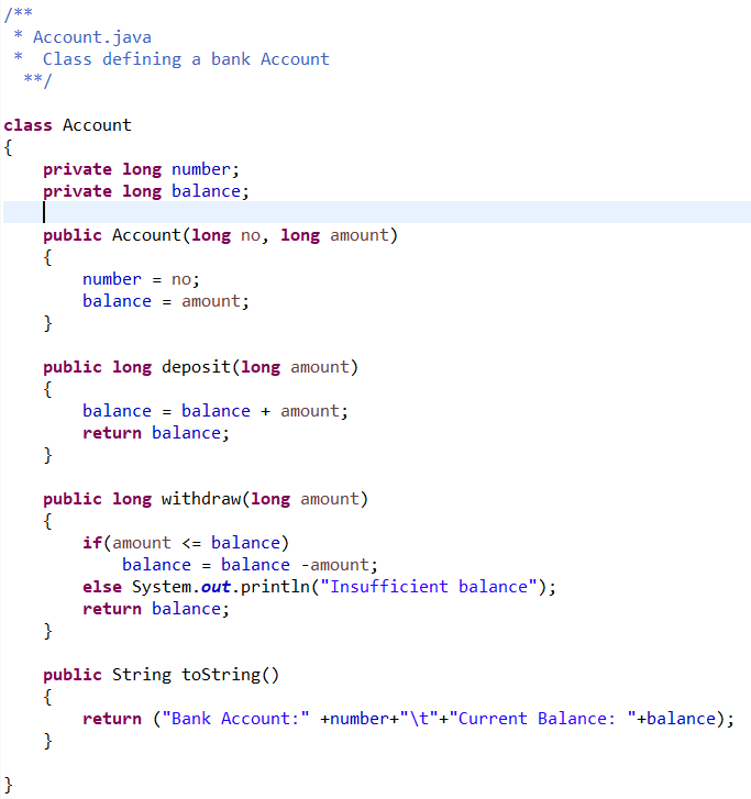 Solved Modify Account.java of the lecture material so that | Chegg.com
