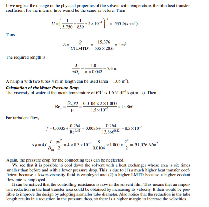 Solved Example 5-5 Here, 0.8 kg/s of a solvent whose | Chegg.com