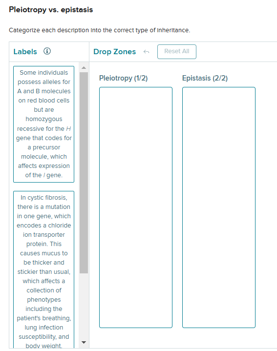 Solved Pleiotropy vs. ﻿epistasisCategorize each description | Chegg.com