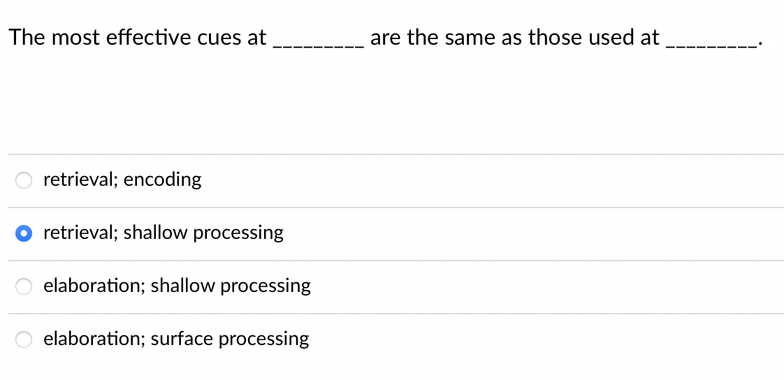 Solved The most effective cues at are the same as those used | Chegg.com