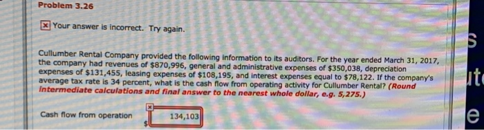 Solved Problem 3.26 Your answer is incorrect. Try again. | Chegg.com