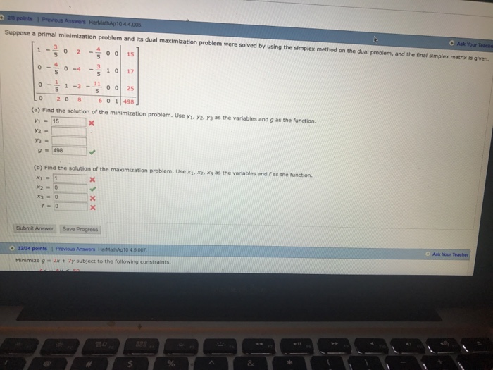 Solved Suppose A Primal Minimization Problem And Its Dual