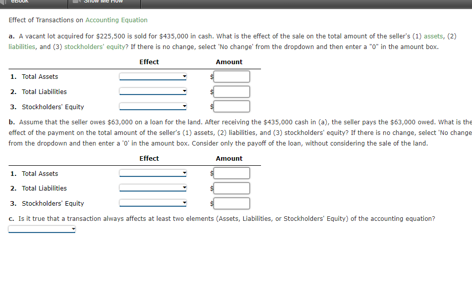 Solved Effect Of Transactions On Accounting Equation A A