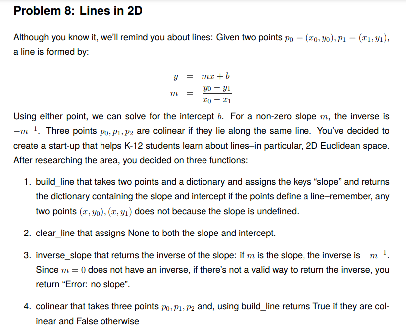 Solved Although you know it, we'll remind you about lines: | Chegg.com