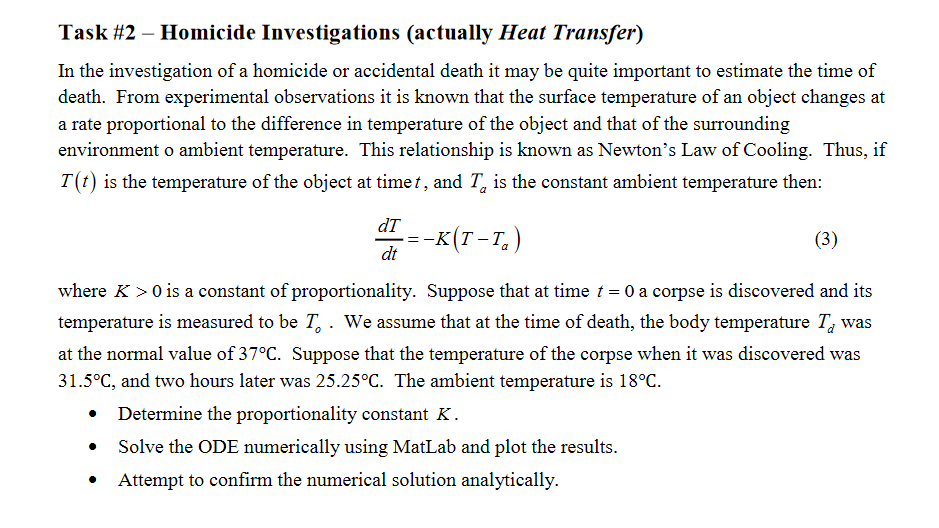 Solved Task #2 - Homicide Investigations (actually Heat | Chegg.com