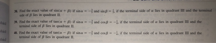 Solved In Exercises 35-40, find the exact value of the | Chegg.com