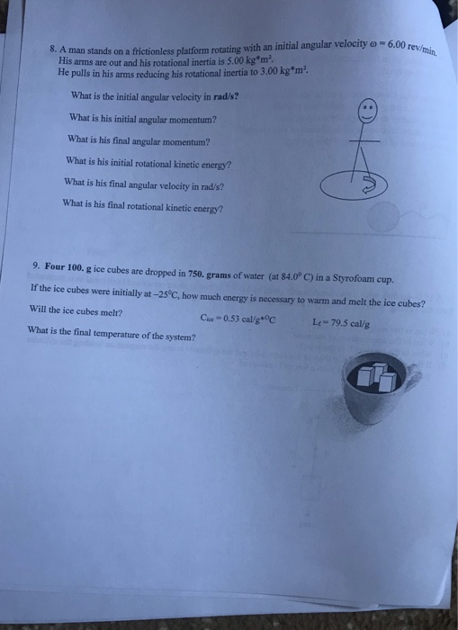 Solved 8. A man stands on a frictionless platform man stands | Chegg.com