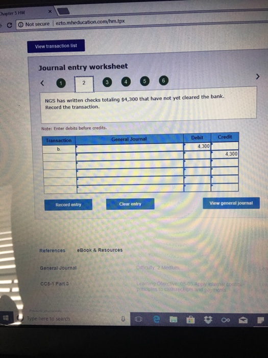 Solved View transaction list Journal entry worksheet The | Chegg.com