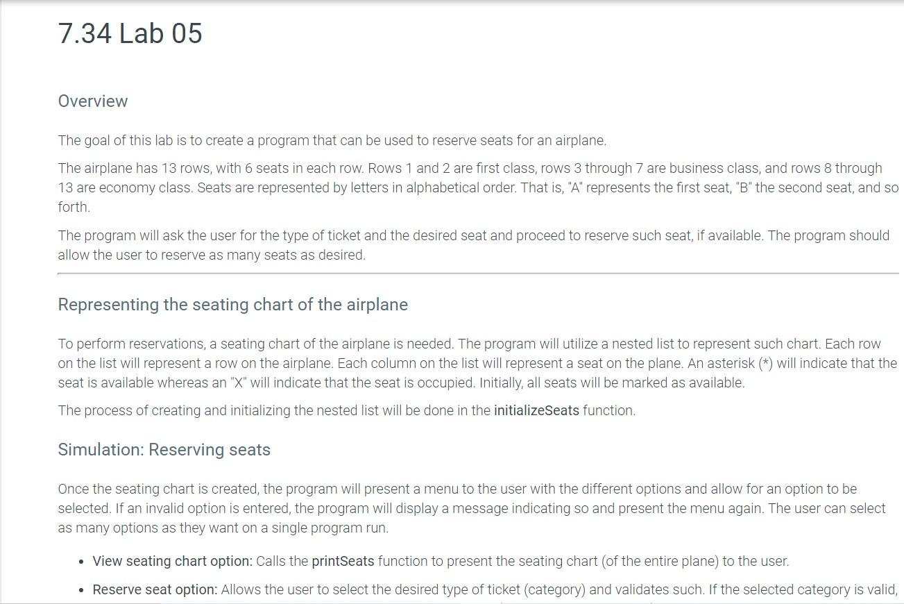 Solved 7.34 Lab 05 Overview The goal of this lab is to | Chegg.com