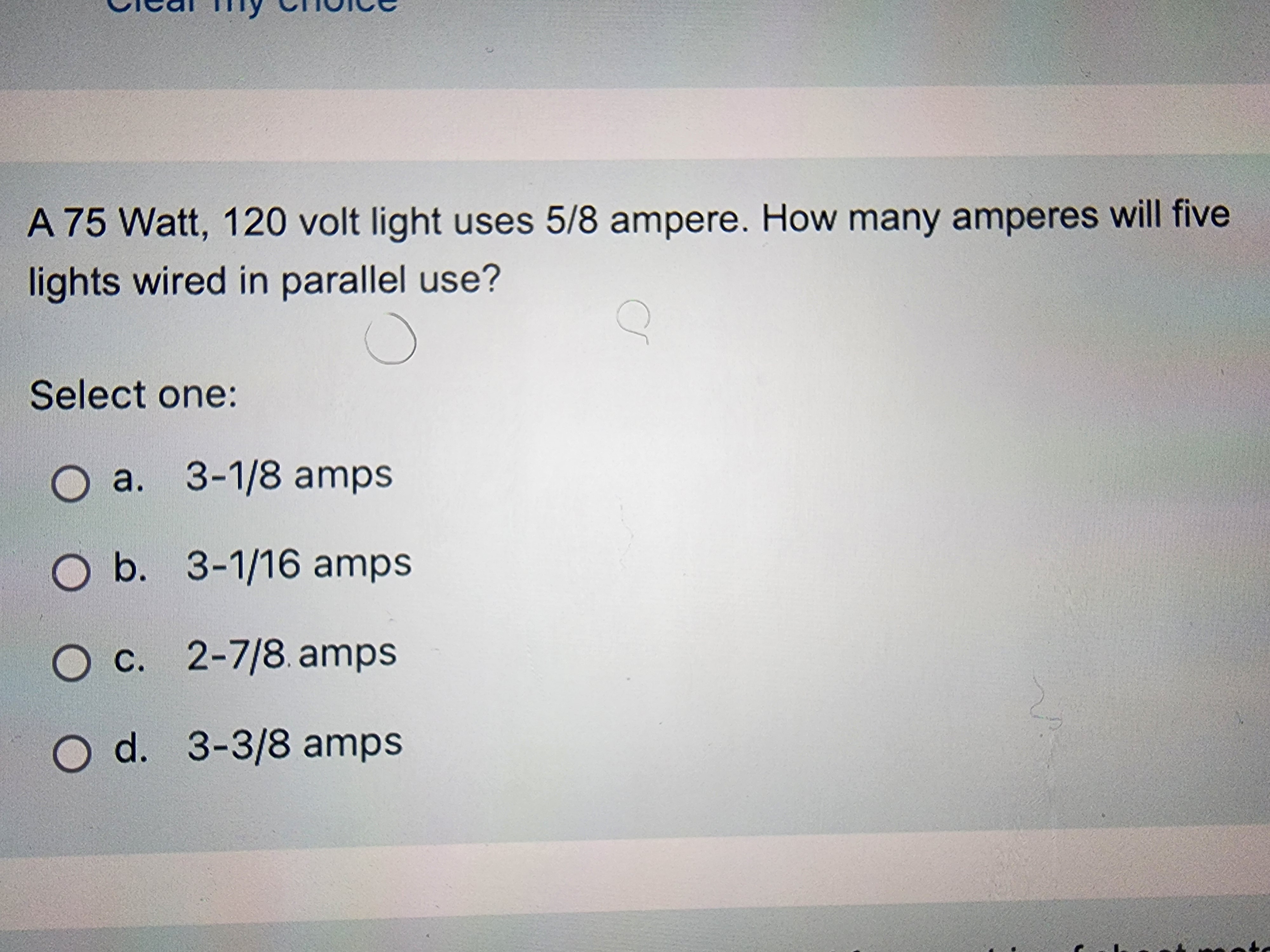 Solved A 75 ﻿Watt, 120 ﻿volt light uses 58 ﻿ampere. How many | Chegg.com