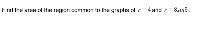 Solved Find the area of the region common to the graphs of r | Chegg.com