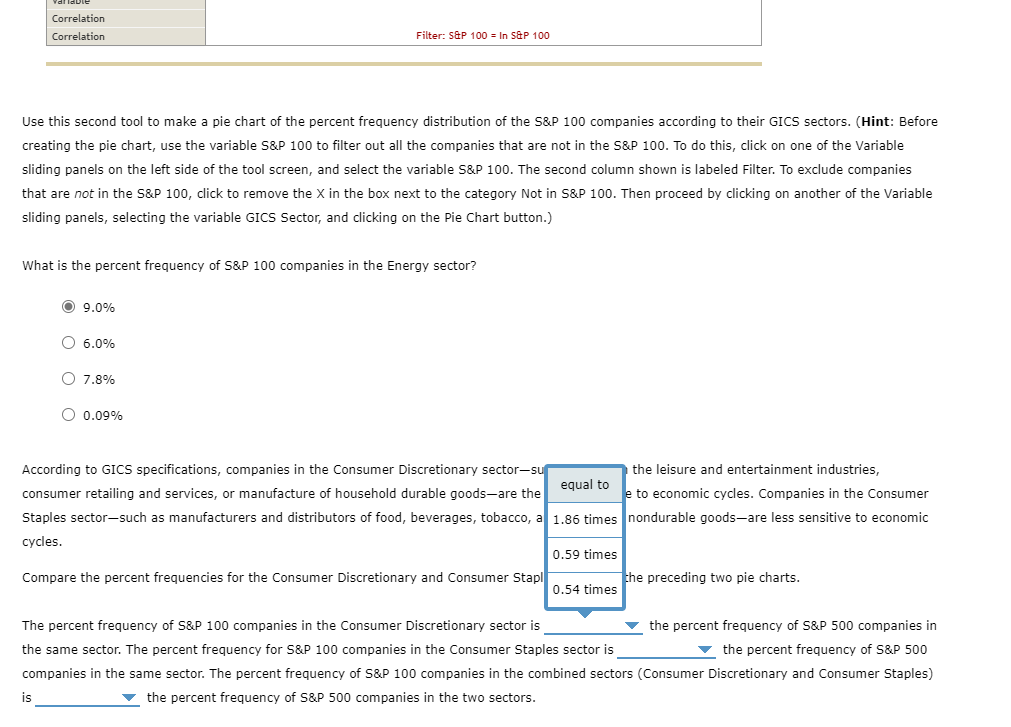 Data Set S&P 500 Index Variable GICS Sector GICS | Chegg.com