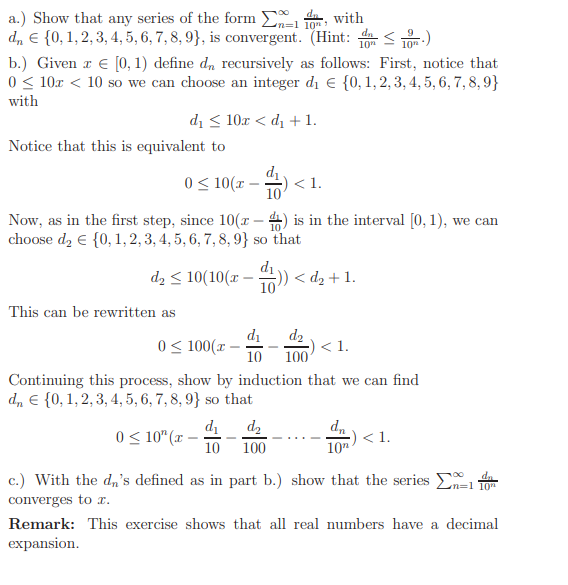 Solved 10n a.) Show that any series of the form 2n=1 to, | Chegg.com