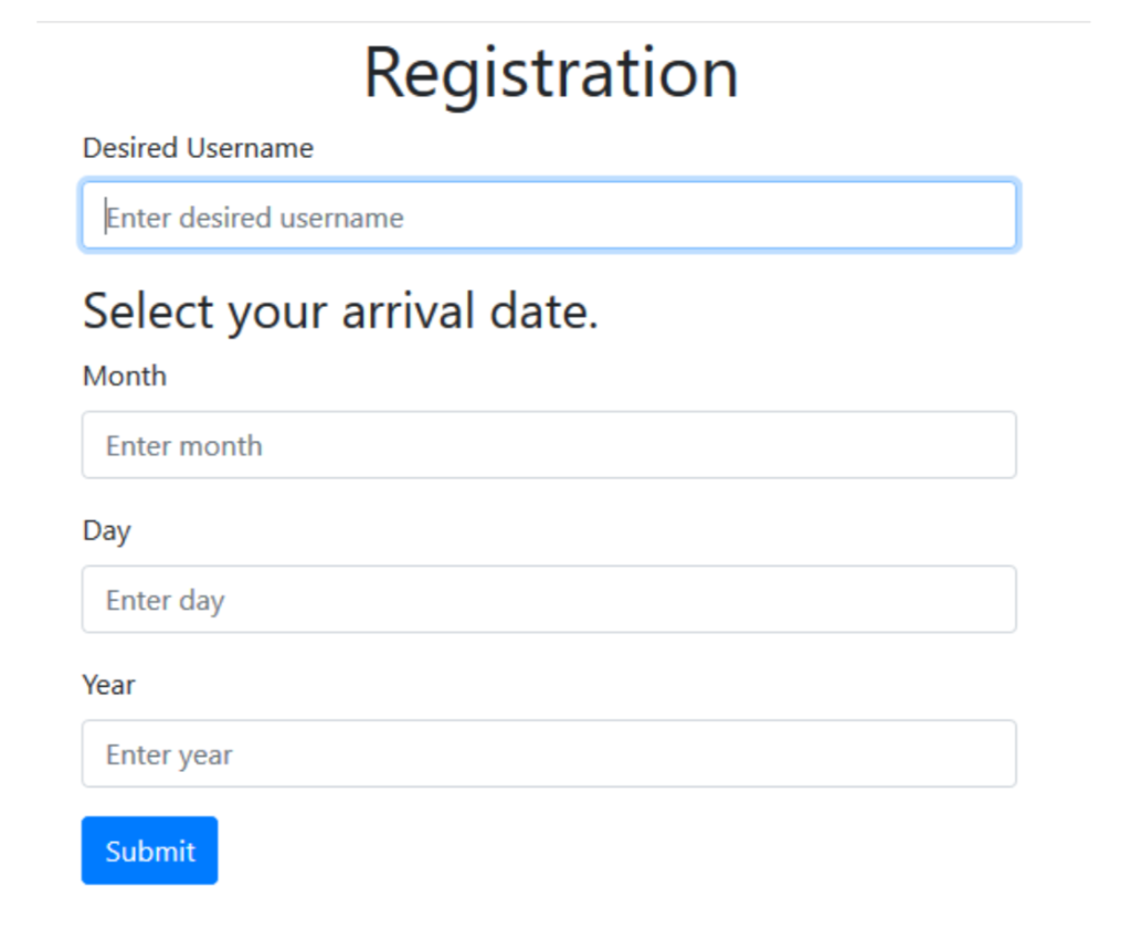 1. Implement a user registration form that uses | Chegg.com