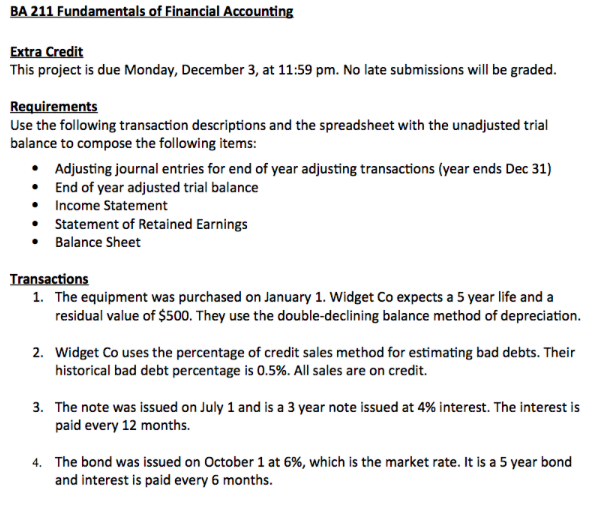 Solved BA 211 Fundamentals of Financial Accounting Extra | Chegg.com