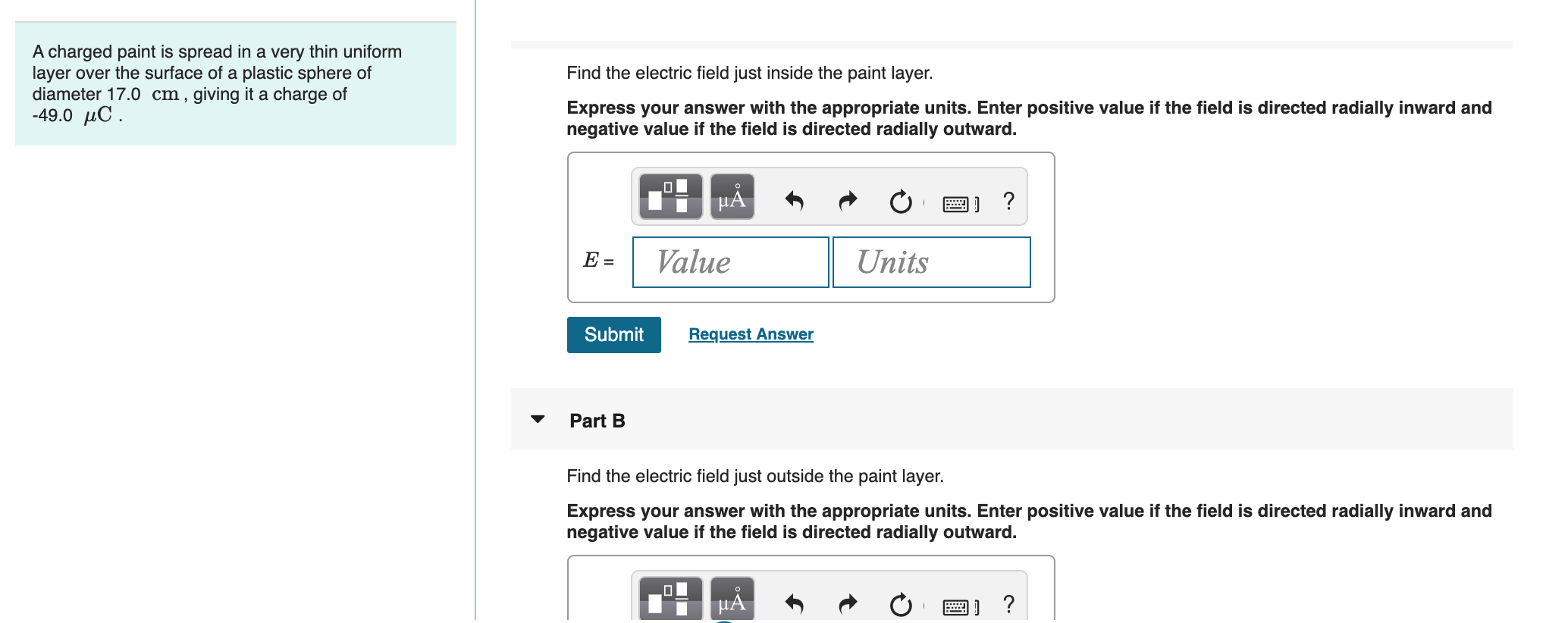 Solved Find the electric field just inside the paint layer. | Chegg.com