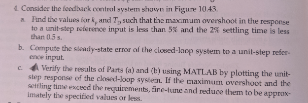 4. Consider the feedback control system shown in | Chegg.com