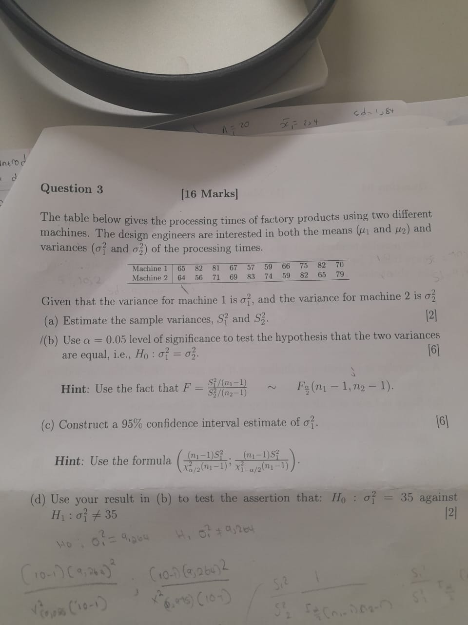 Solved Question 3 [16 Marks] The table below gives the | Chegg.com