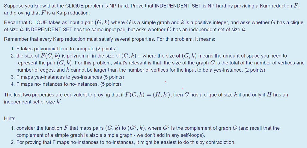 Solved Suppose you know that the CLIQUE problem is NP-hard. | Chegg.com