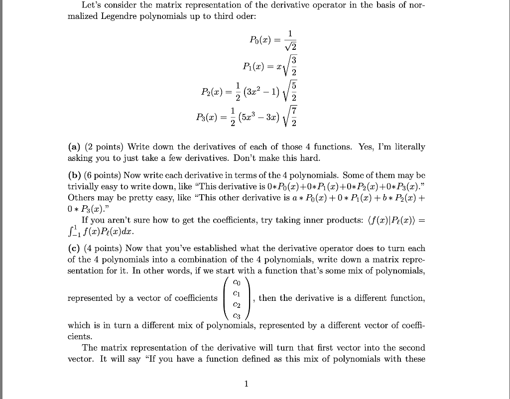 Solved Let's consider the matrix representation of the | Chegg.com