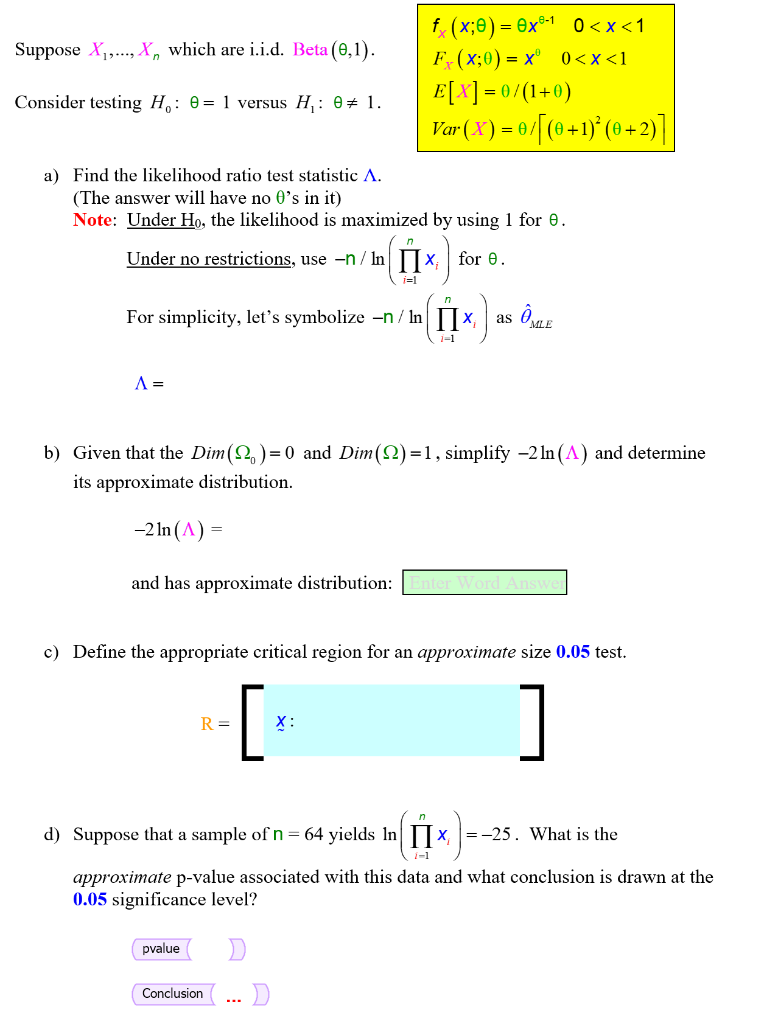 Solved A Find The Likelihood Ratio Test Statistic Λ The