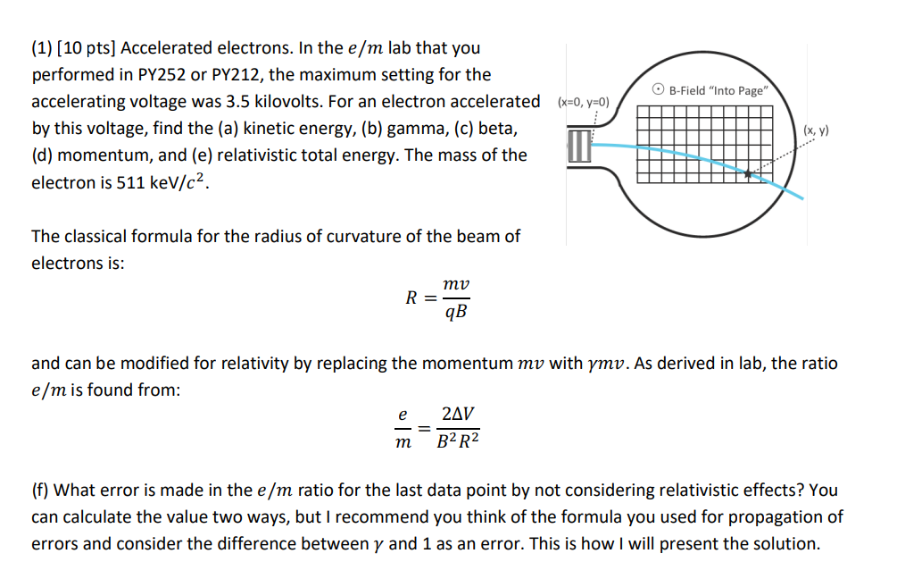 Solved (1) [10 ﻿pts] ﻿Accelerated electrons. In the em ﻿lab | Chegg.com