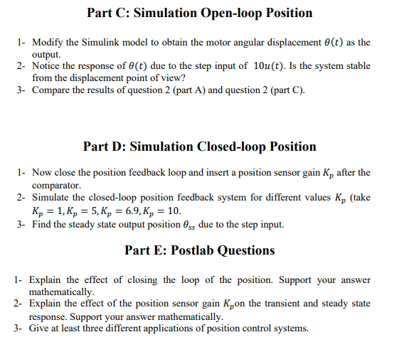 Solved Part A: Calculation e(s) (s) and Ea(s) Ea(s) 1. An | Chegg.com