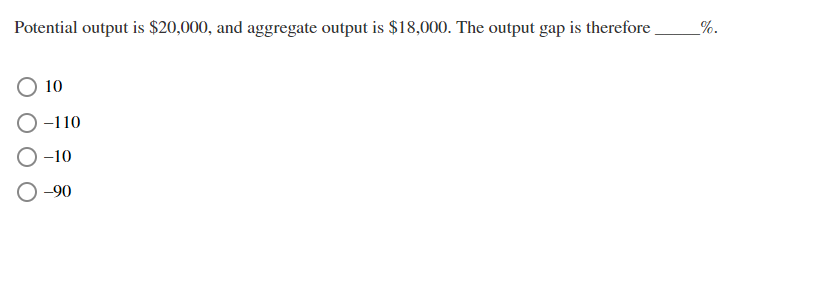 Solved Potential output is $20,000, and aggregate output is | Chegg.com