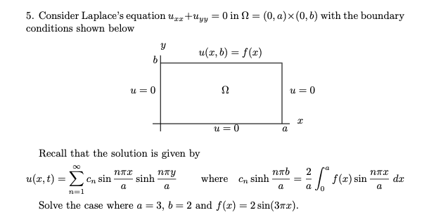 Solved 5. Consider Laplace's equation uxx+uyy=0 in | Chegg.com