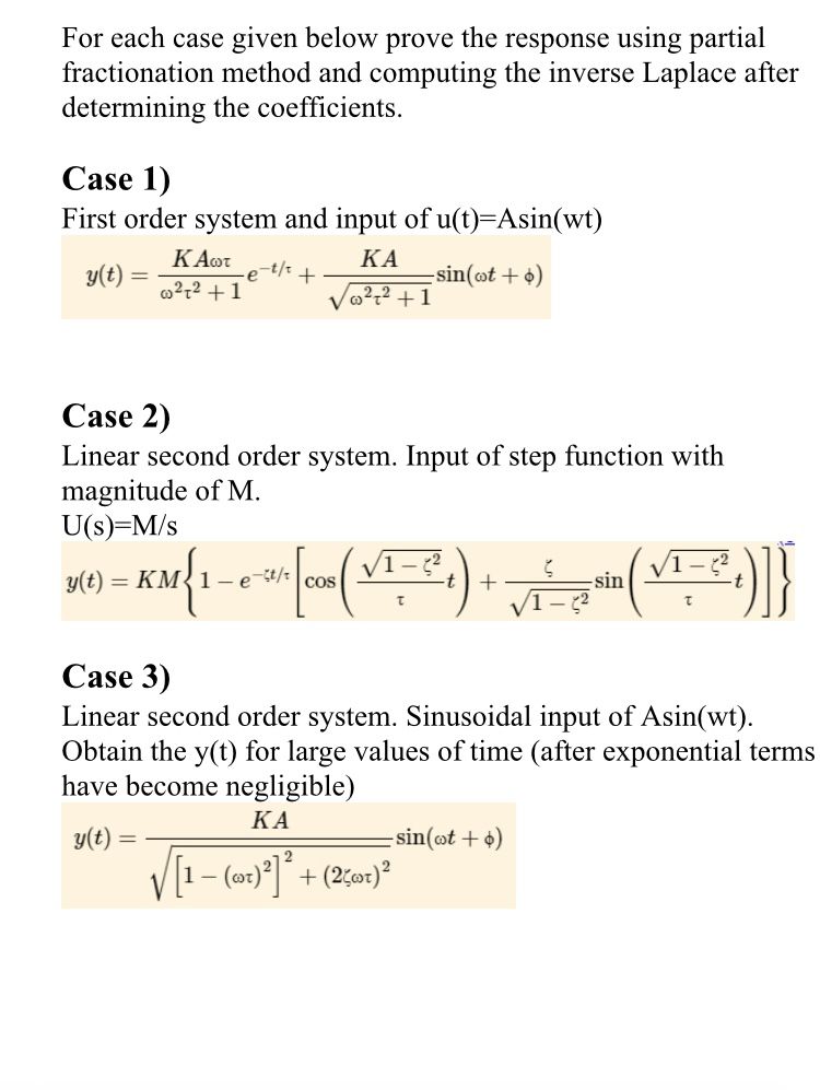 Solved For each case given below prove the response using | Chegg.com