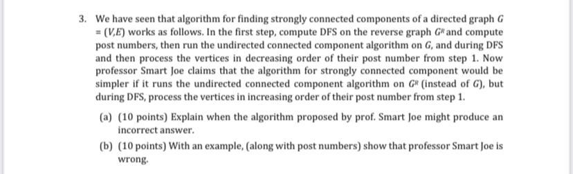 3. We have seen that algorithm for finding strongly | Chegg.com