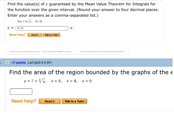 Solved Find the value(s) of c guaranteed by the Mean Value | Chegg.com